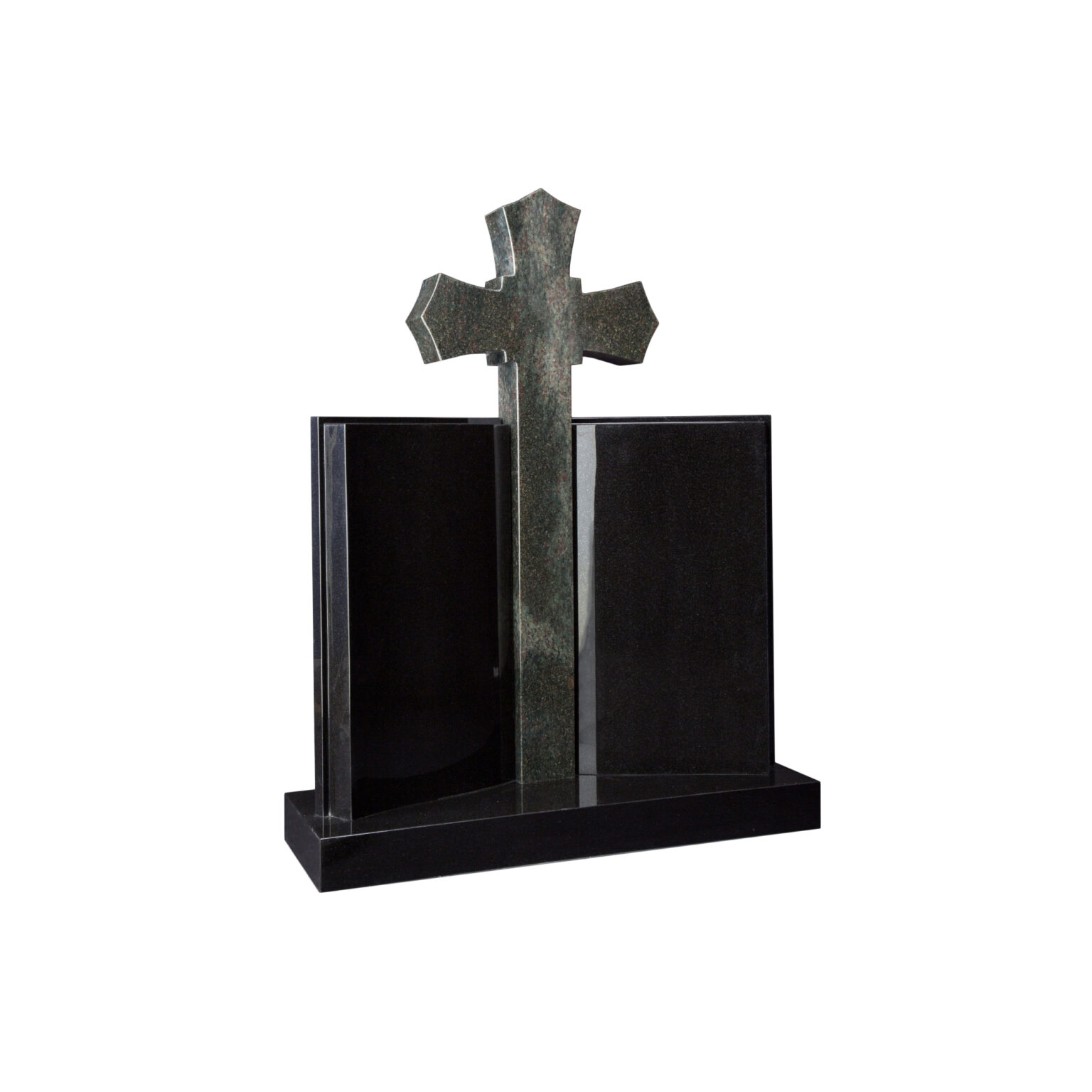 Dense Black & Tropical Green Granite Book Memorial (WG144) - Stonerite